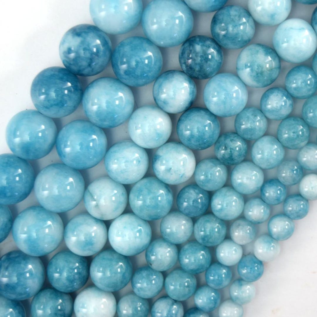 Blue Larimar Quartz Round Beads Gemstone 15" Strand 6mm 8mm 10mm 12mm ...