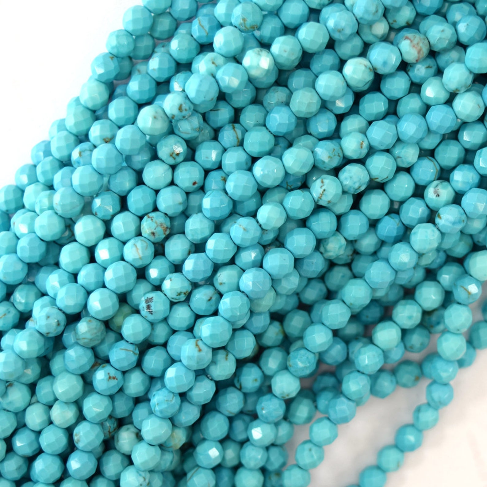Faceted Blue Turquoise Round Beads 15.5 Strand S1 2mm - Etsy