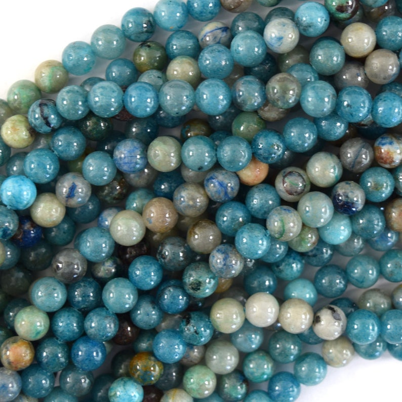 Natural Green Blue Azurite Round Beads Gemstone 15