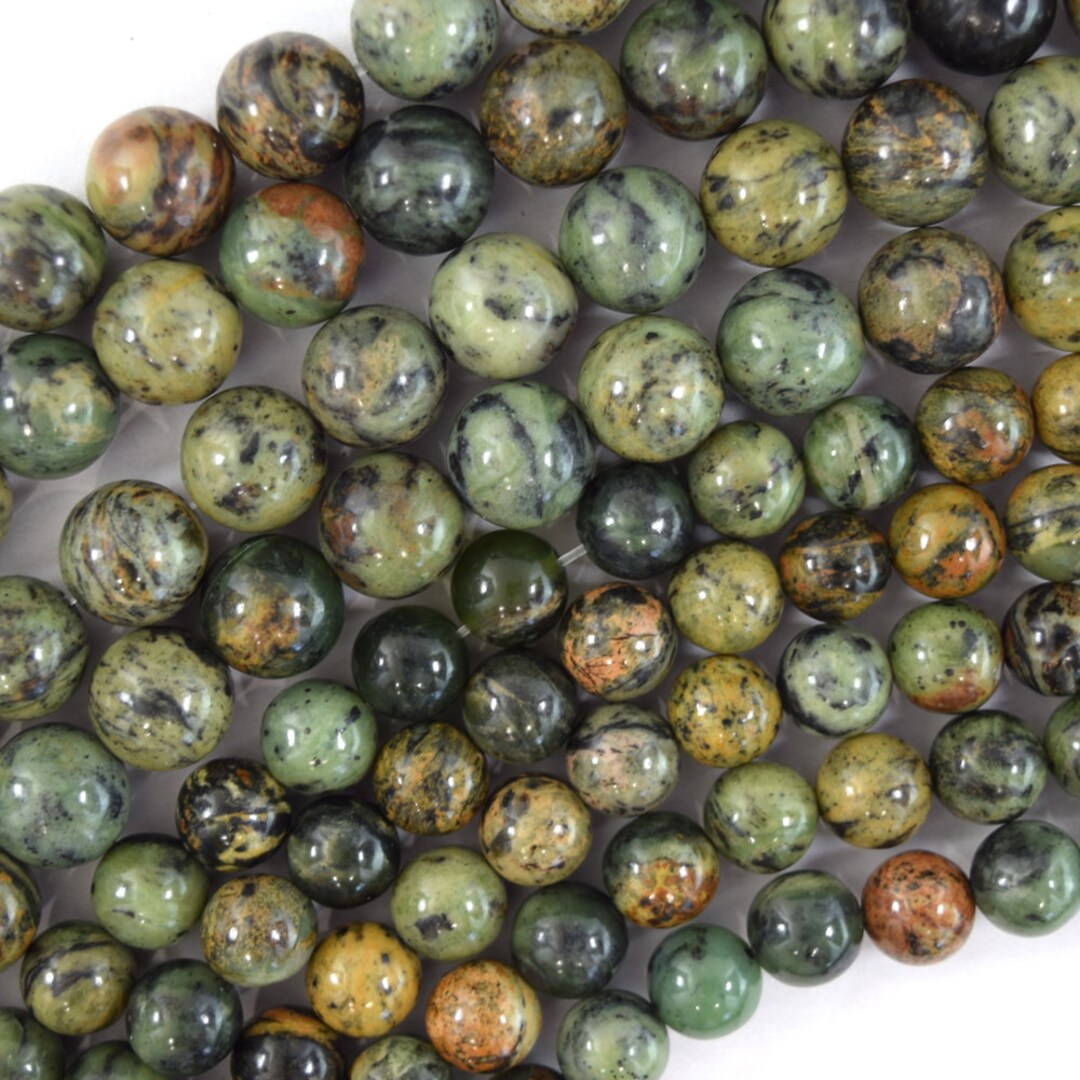 Natural Jungle Green Jasper Round Beads Gemstone 15" Strand 8mm 10mm - Etsy