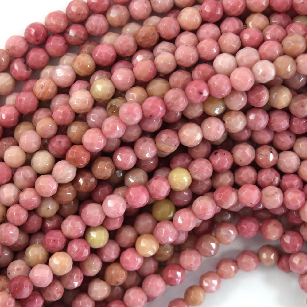 Natural Faceted Pink Rhodonite Round Beads 15 Strand 4mm - Etsy