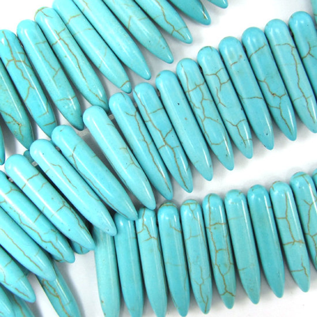 24mm Blue Turquoise Stick Needle Spike Beads 16 Strand - Etsy