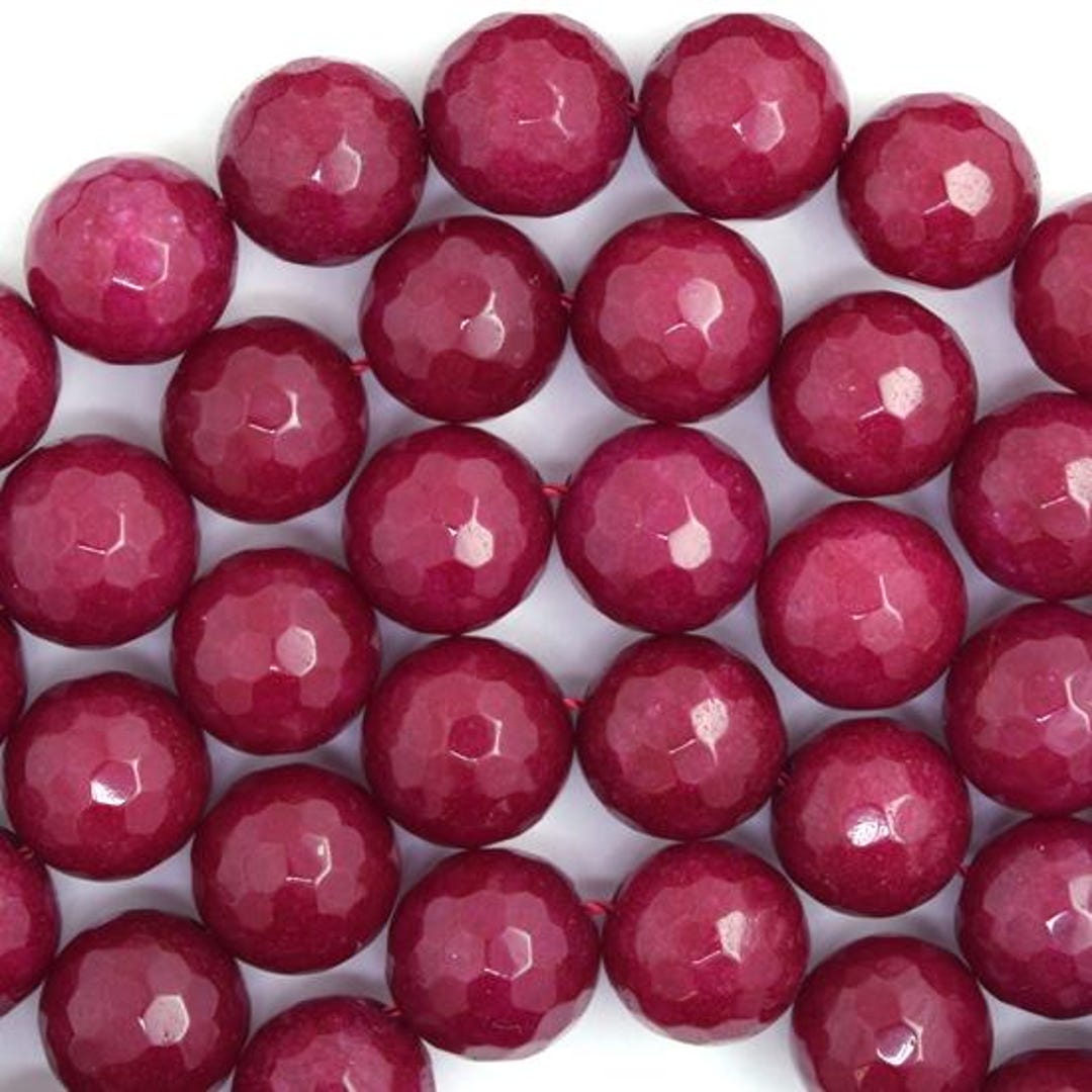 Faceted Ruby Red Jade Round Beads Gemstone 15" Strand 3mm 4mm 6mm 8mm ...