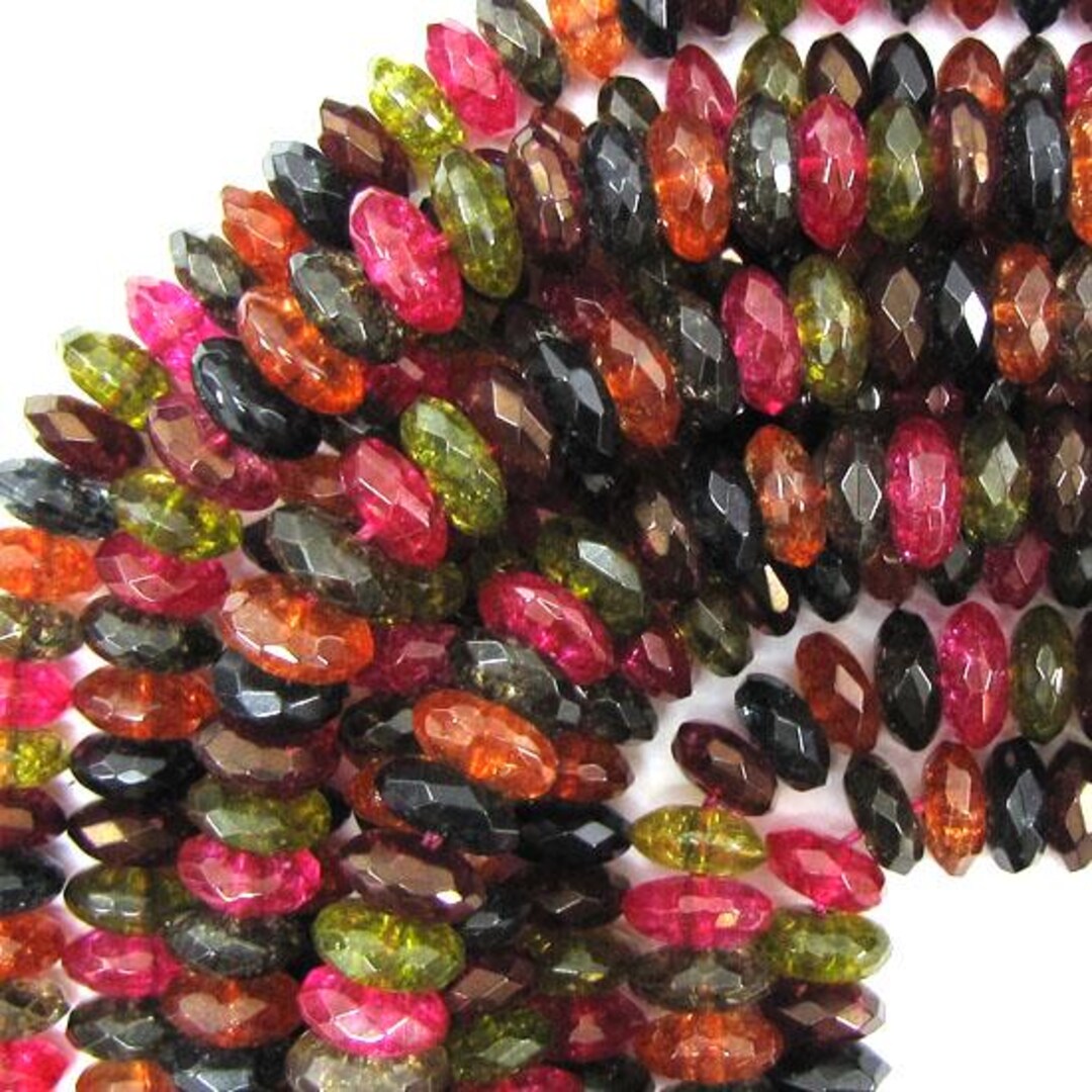 Faceted Watermelon Colored Quartz Rondelle Button Beads Gemstone 15 ...