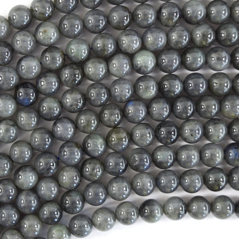 Natural Dark Gray Labradorite Round Beads Gemstone 15