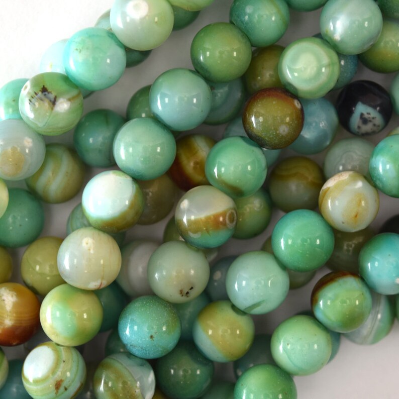 Light Green Agate Round Beads Gemstone 15 Strand 6mm 8mm | Etsy