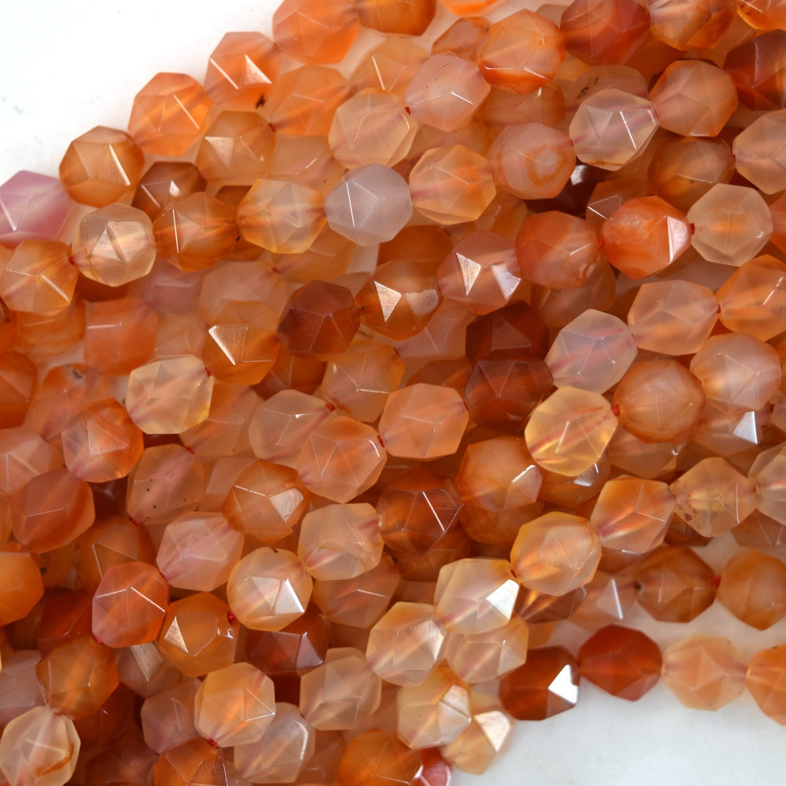 Natural Star Cut Faceted Carnelian Round Beads Gemstone - Etsy