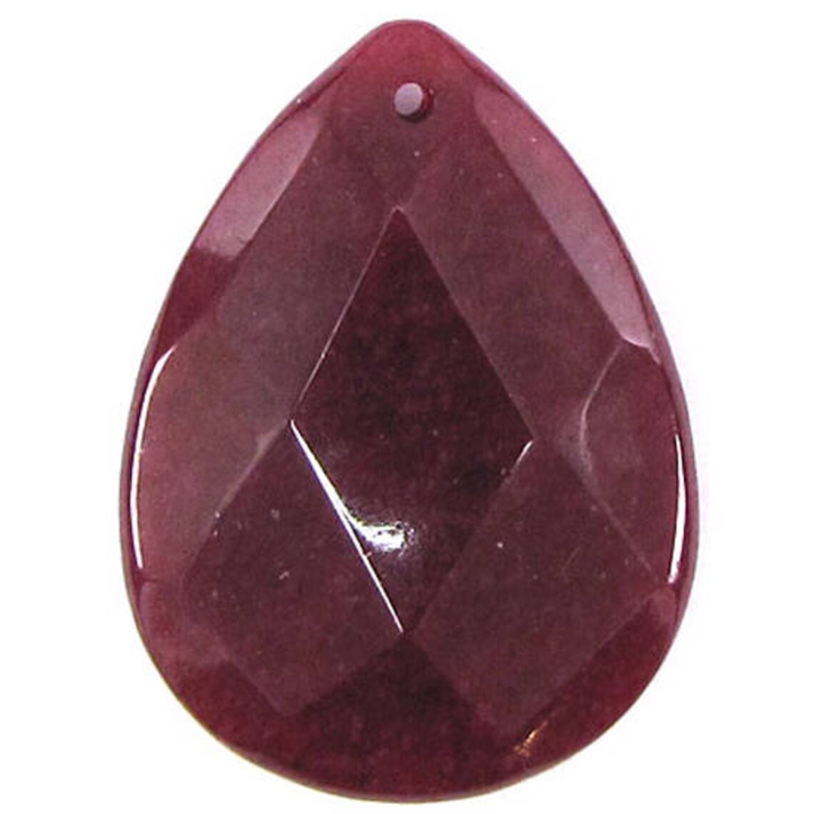 2 Pieces 40mm Faceted Ruby Red Jade Flat Teardrop Bead Pendant 30461 - Etsy