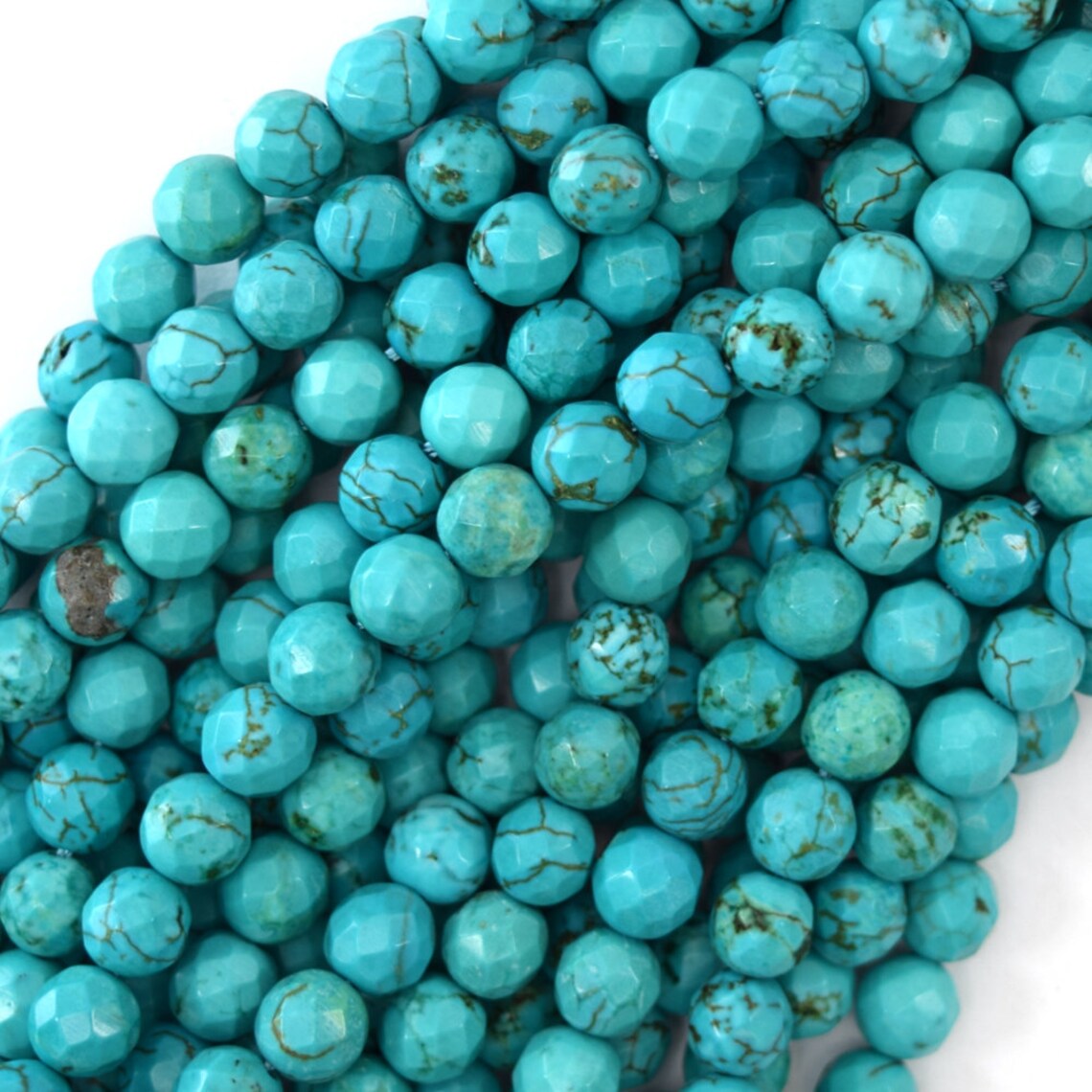 Faceted Blue Turquoise Round Beads 15.5 Brown Matrix S2 - Etsy
