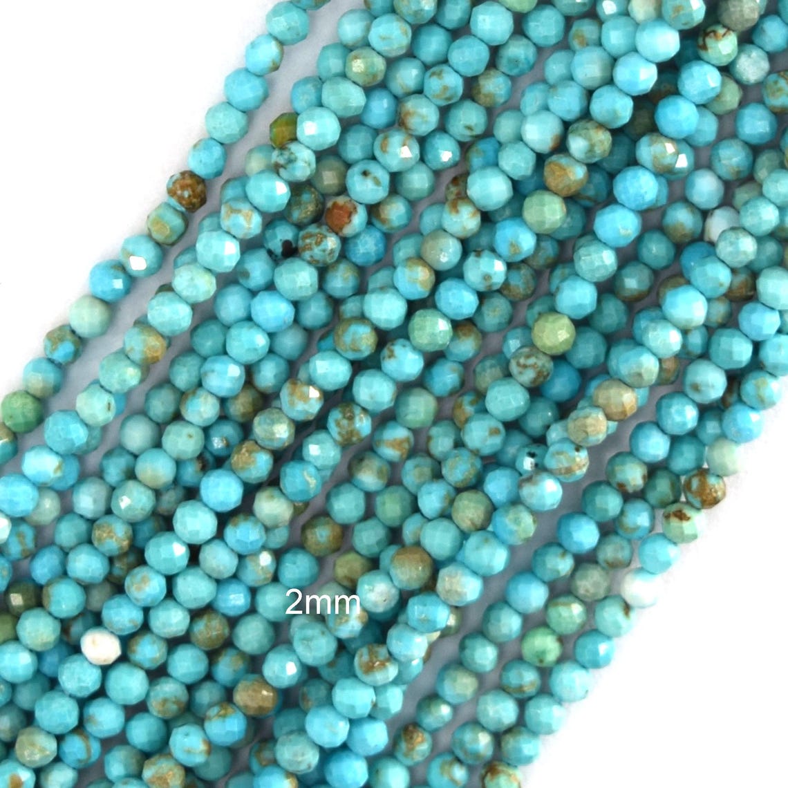 Faceted Blue Turquoise Round Beads 15.5" 2mm 4mm 6mm 8mm 10mm S2 Brown ...