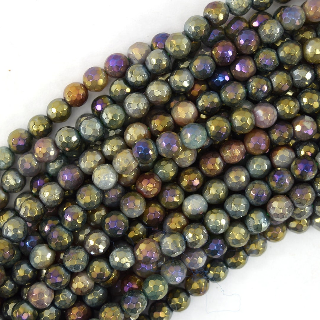 Mystic Titanium Faceted Indian Agate Round Beads 15 4mm 6mm 8mm 10mm ...