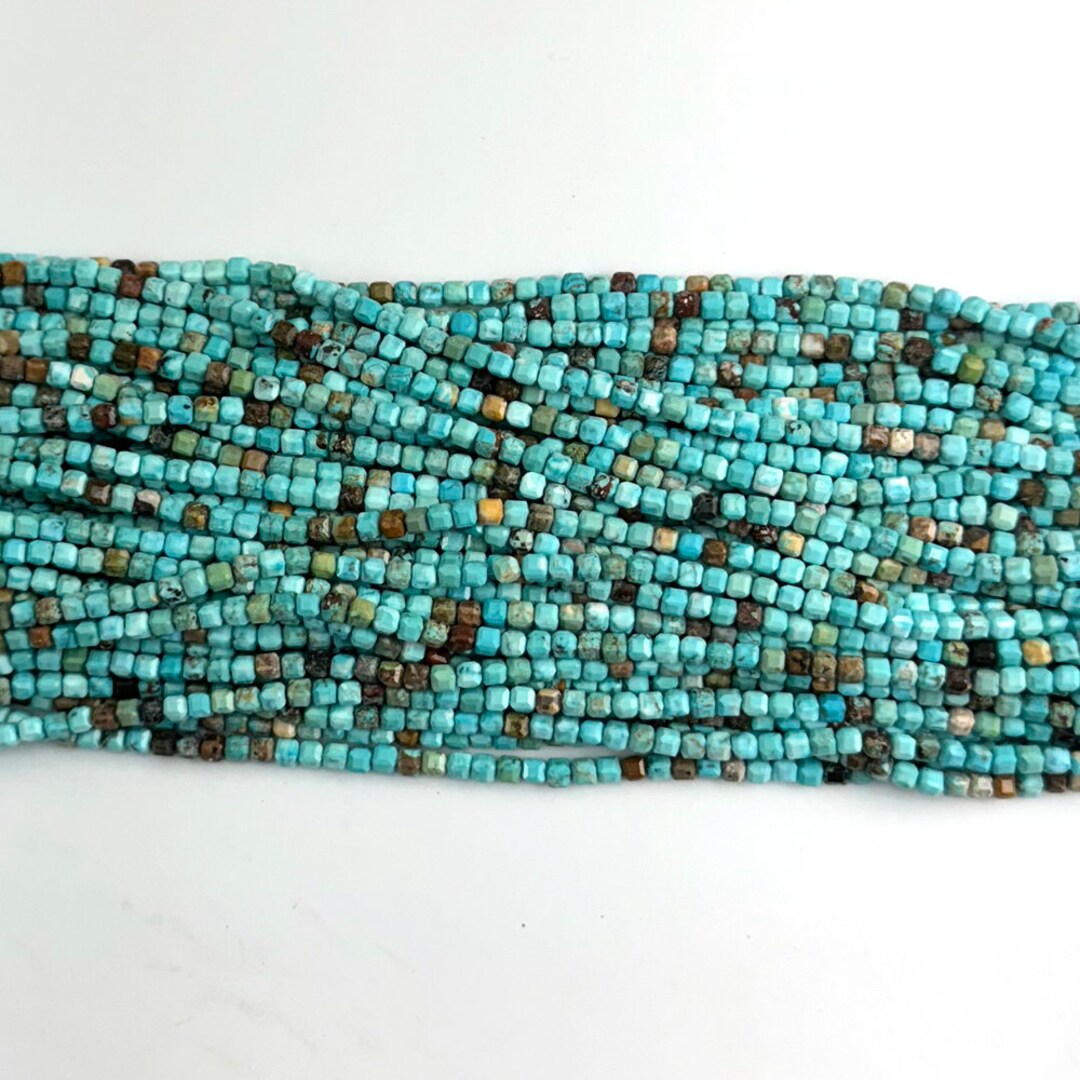 Faceted Blue Turquoise Cube Beads Gemstone 15.5" Strand 3.5mm - Etsy