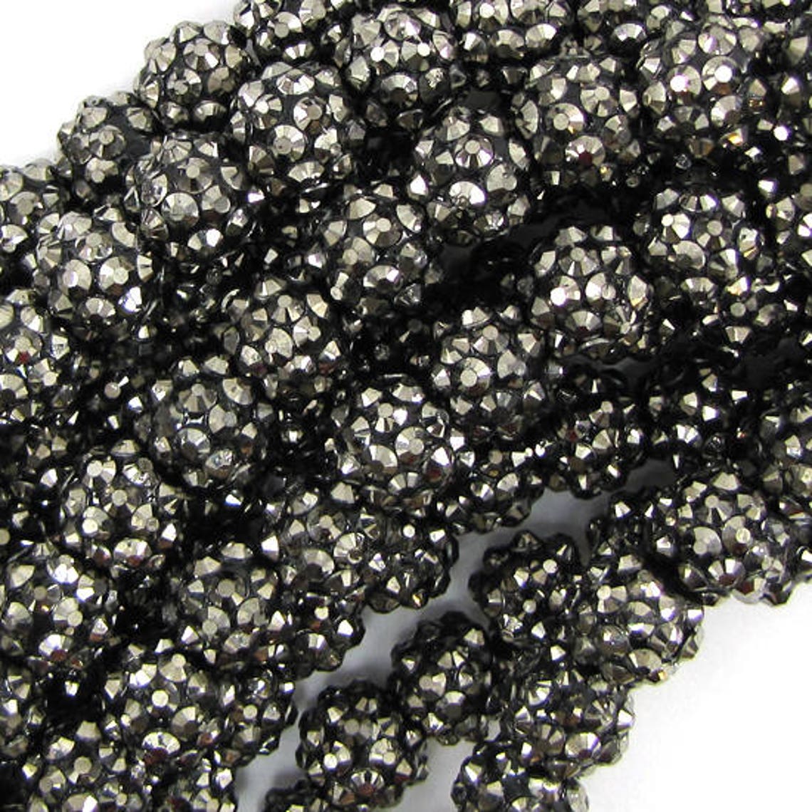 14 14mm Resin Acrylic Rhinestone Round Beads Grey 14229 | Etsy