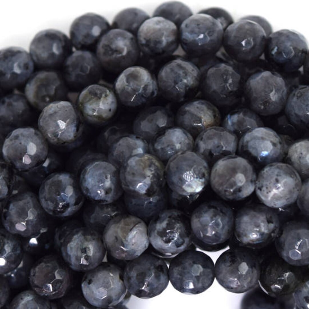 6mm Faceted Grey Labradorite Larvikite Round Beads 15 - Etsy