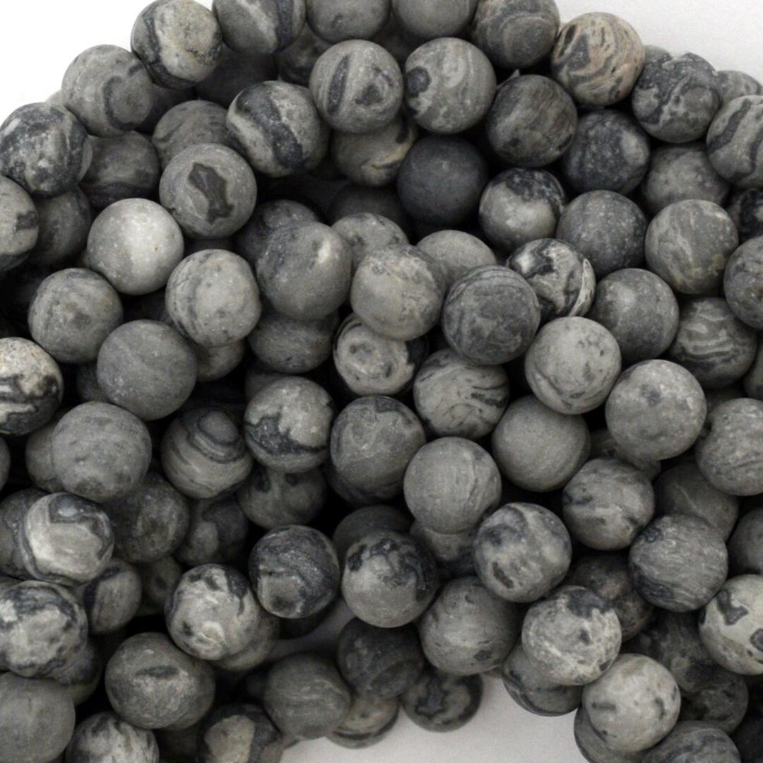 Natural Matte Map Jasper Round Beads Gemstone 15" Strand 6mm 8mm 10mm ...