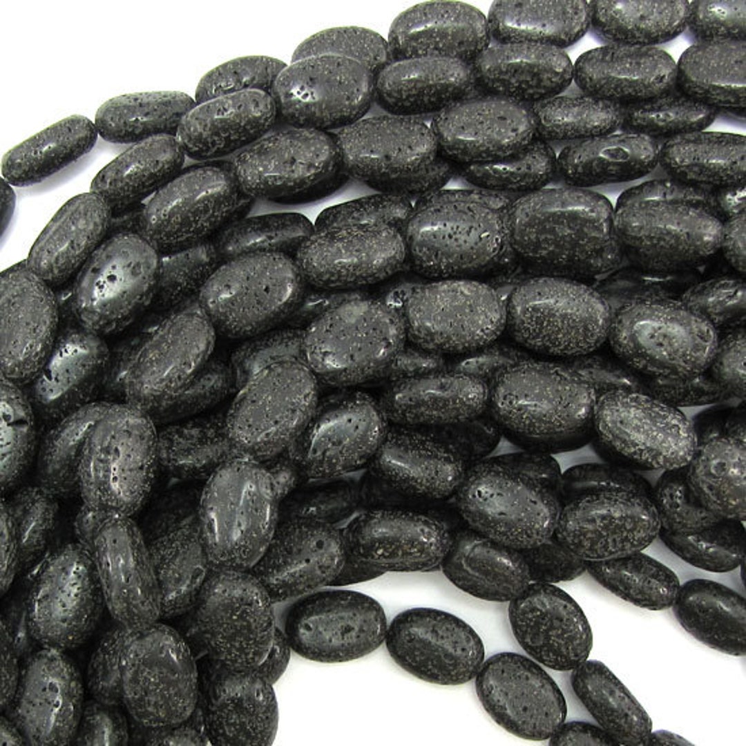 14mm Black Volcano Lava Flat Oval Beads 15.5 Strand - Etsy