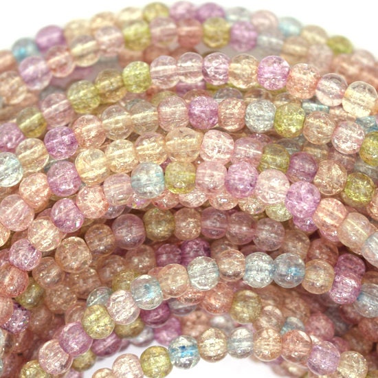 4mm Multicolor Crack Crystal Round Beads 15.5 Strand | Etsy