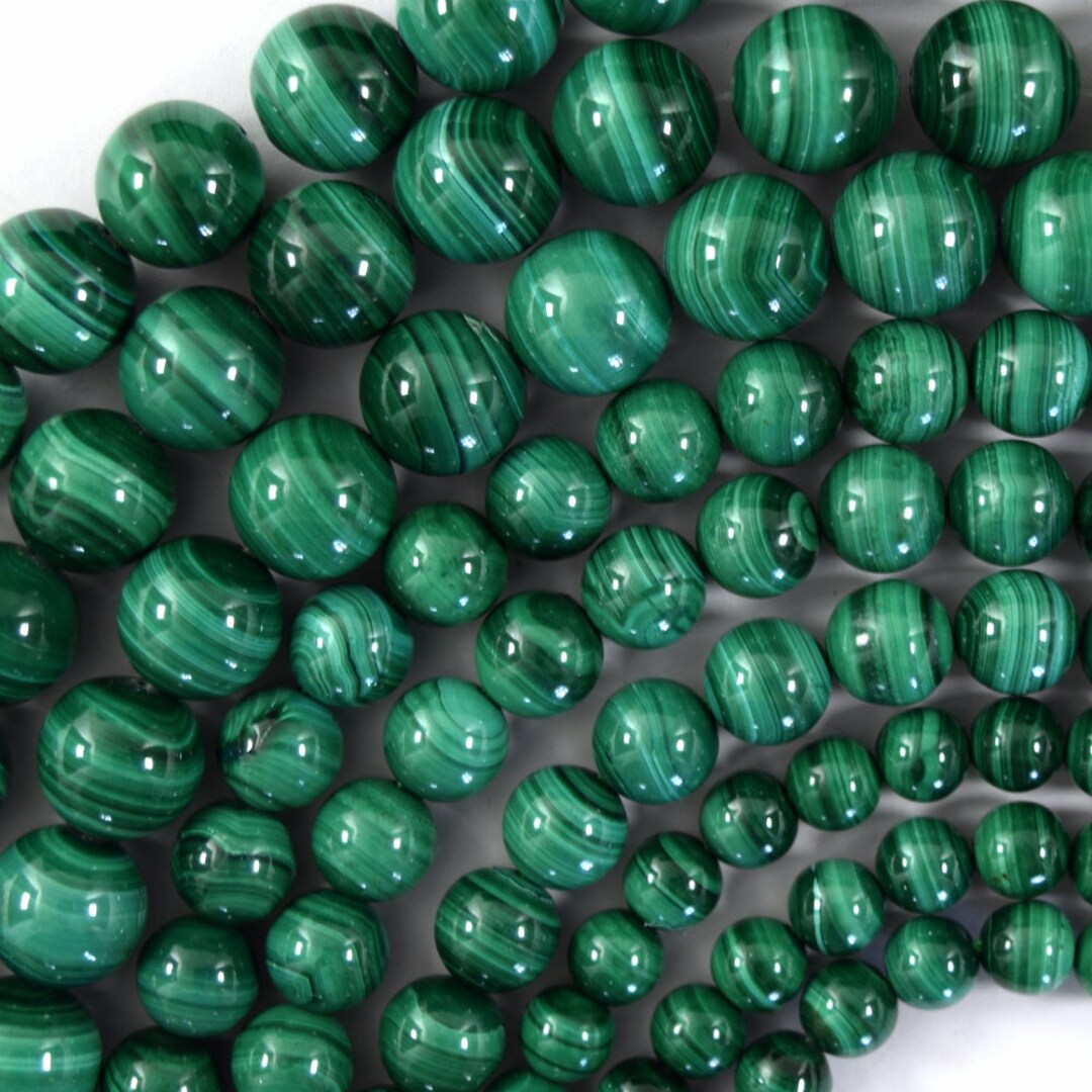 AA Natural Green Malachite Round Beads Gemstone 15.5 - Etsy