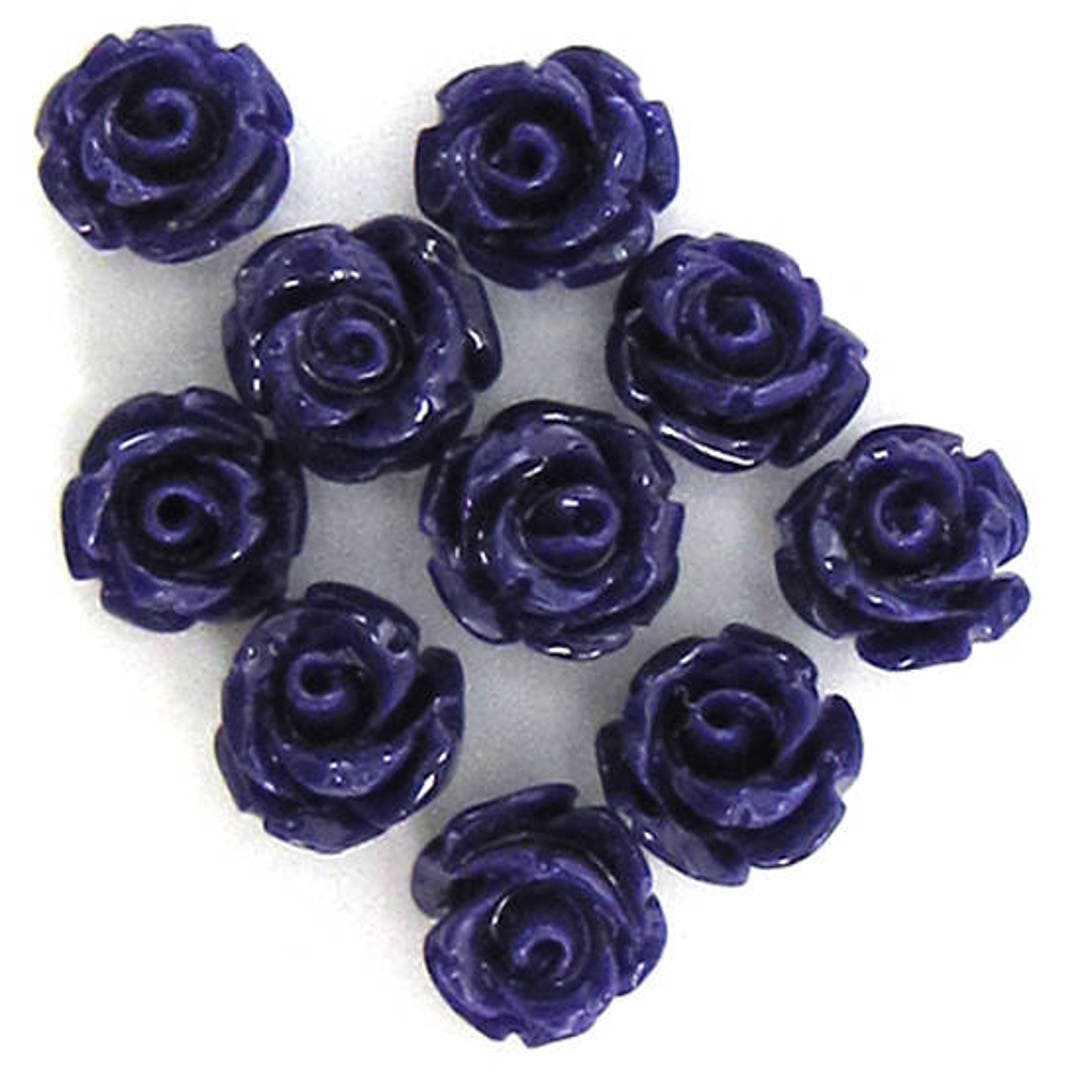 10 6mm Synthetic Coral Carved Rose Flower Pendant Bead Purple 15846 - Etsy