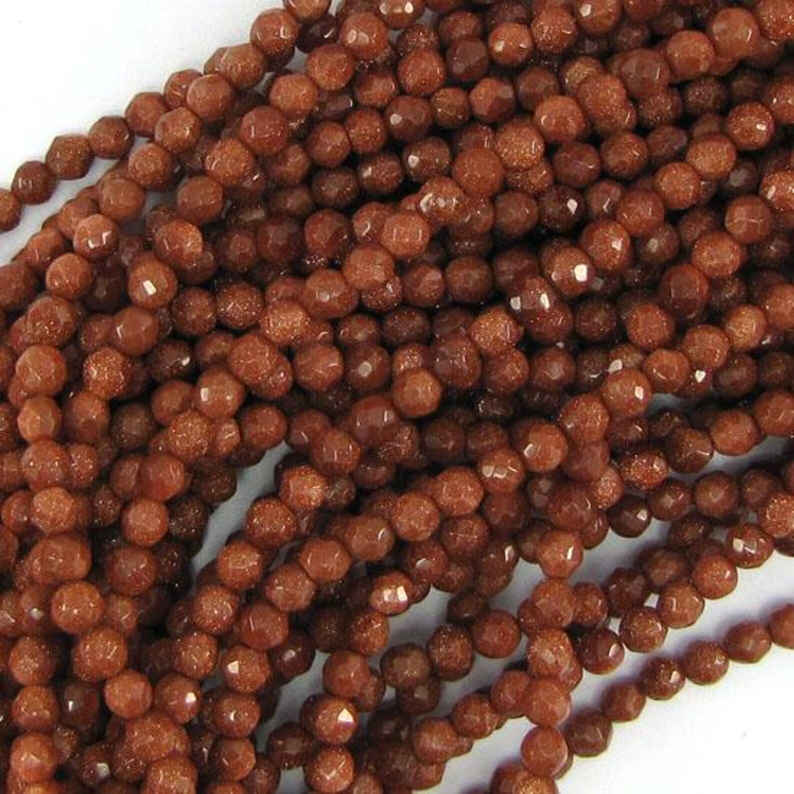 Faceted Goldstone Round Beads Gemstone 14" Strand Sandstone 6mm 8mm ...