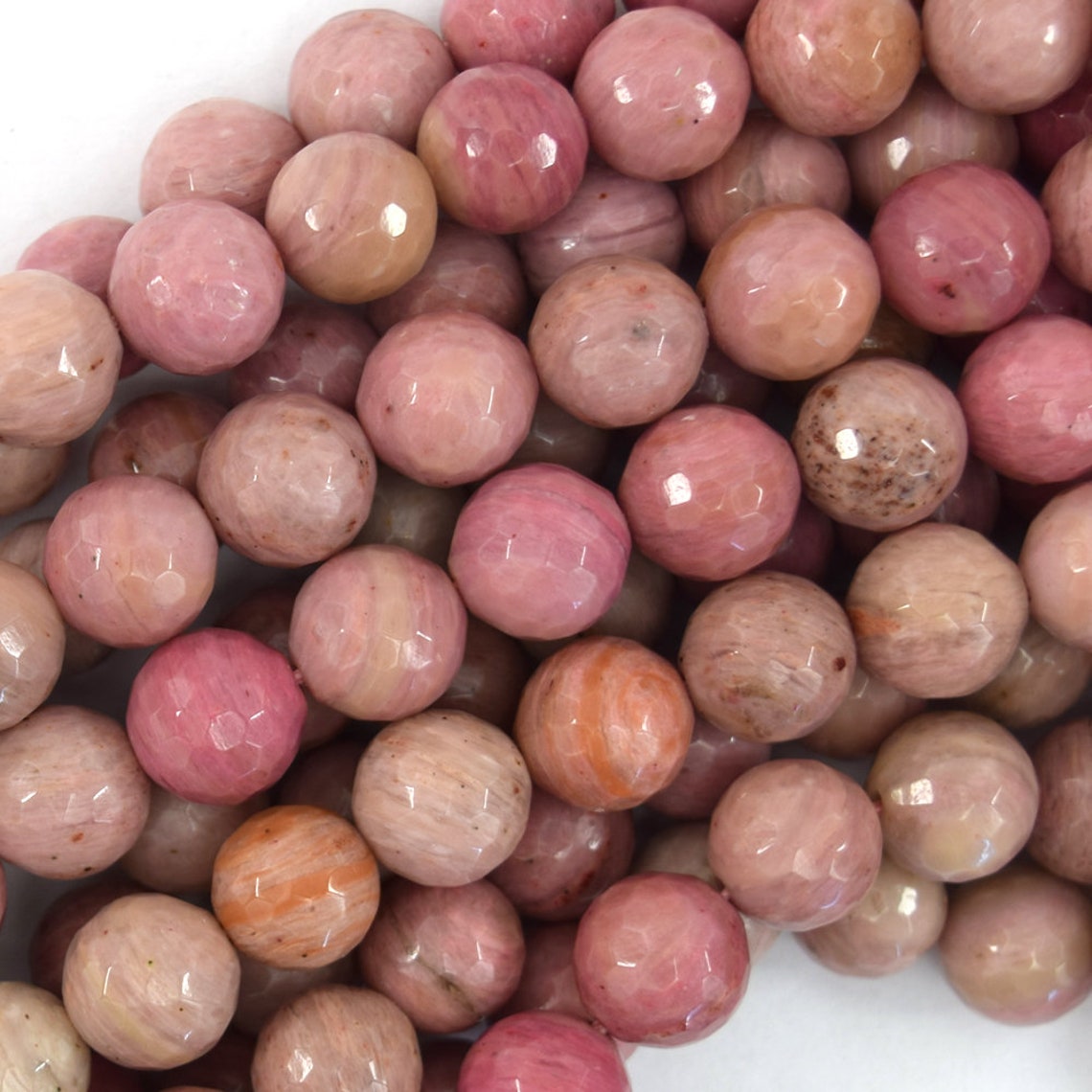 Natural Faceted Pink Rhodonite Round Beads 15 Strand 4mm - Etsy