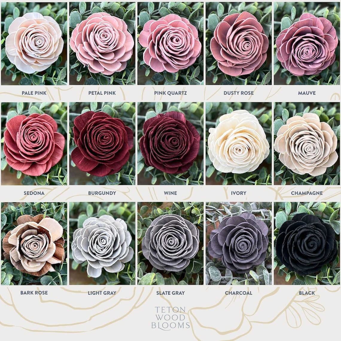 Wood Flowers Color Samples / Wedding Bridal Bouquet - Etsy