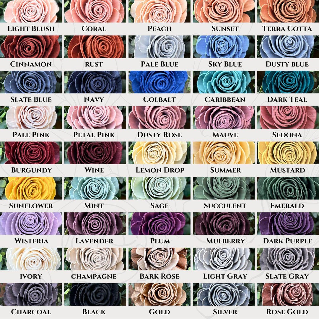 Wood Flowers Color Samples / Wedding Bridal Bouquet - Etsy