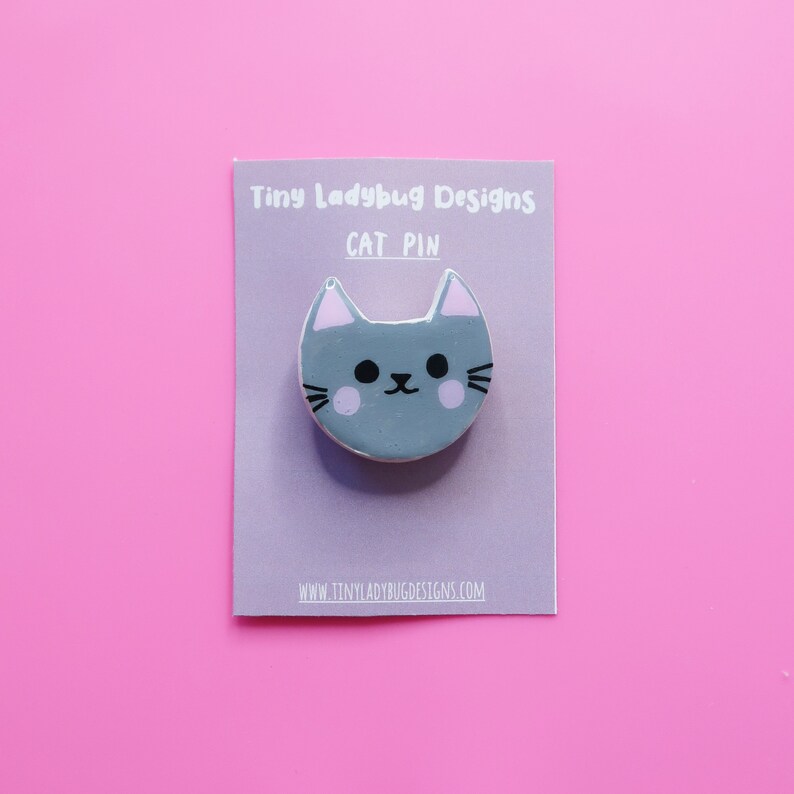 Handmade Cat Clay Pins - Etsy