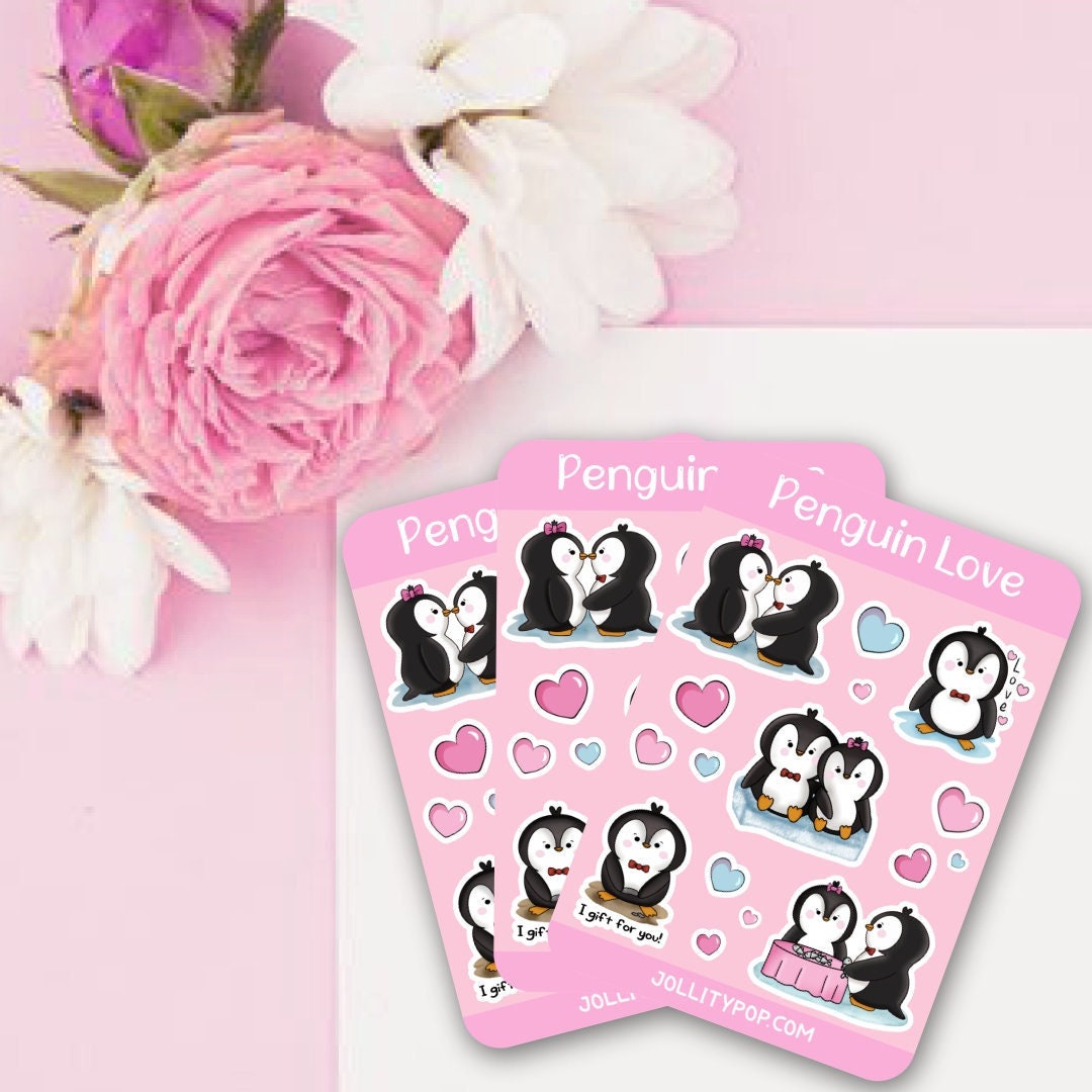 Penguin Love Sticker Sheet - Etsy