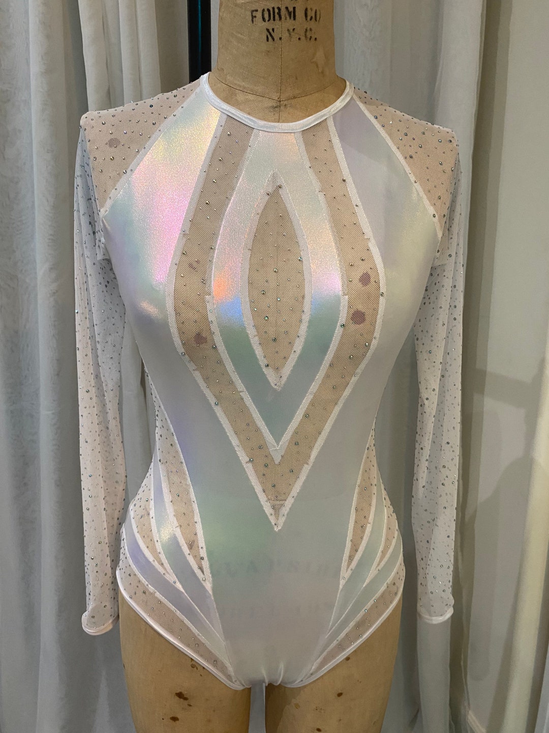 Disco Angel Leotard | Mesh Bodysuit | Iridescent Lycra | Rhinestones ...