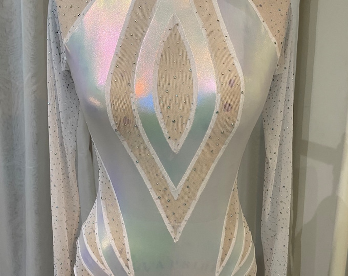 Disco Angel Leotard Mesh Bodysuit Iridescent Lycra Rhinestones Aerial ...