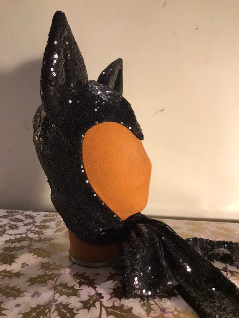 Bat Hood/ Cat Hood/ Black Sequins/ Bat Bonnet - Etsy