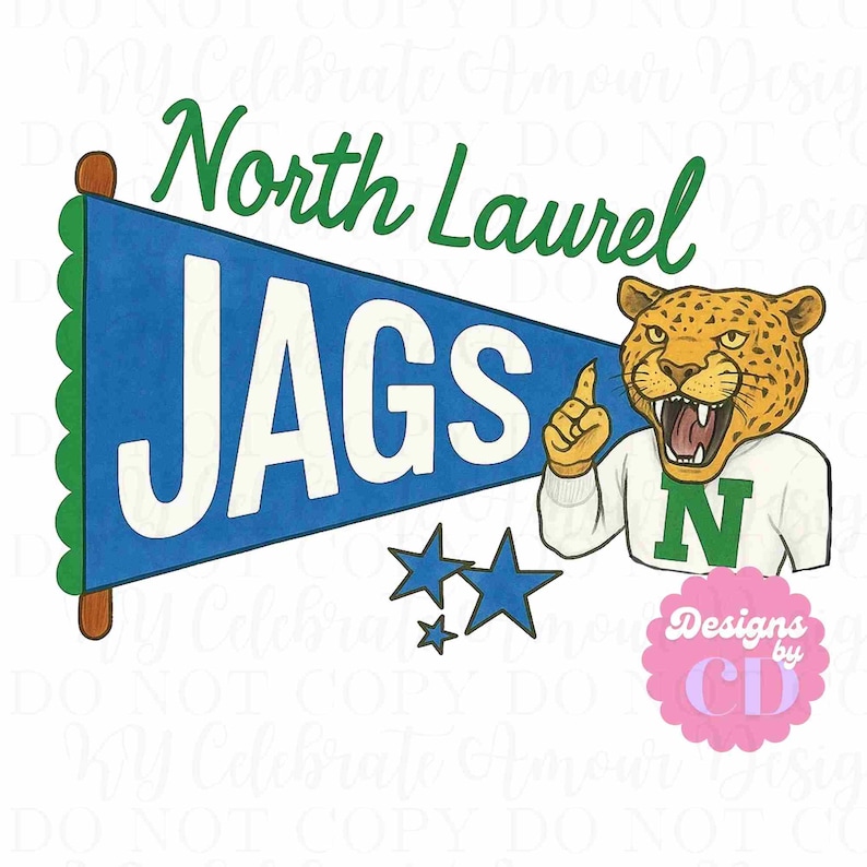 North Laurel JAGS PNG | Jaguar Mascot Retro Pennant | School Spirit ...
