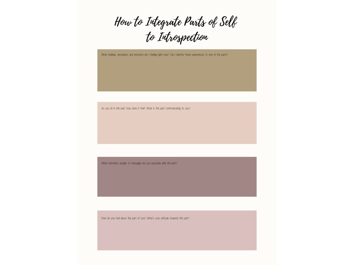 Parts of Self: Self-growth Worksheet Therapy Wellness - Etsy