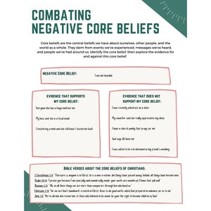 Christian Core Belief Worksheet: Self-esteem, Negativity, Anxiety ...