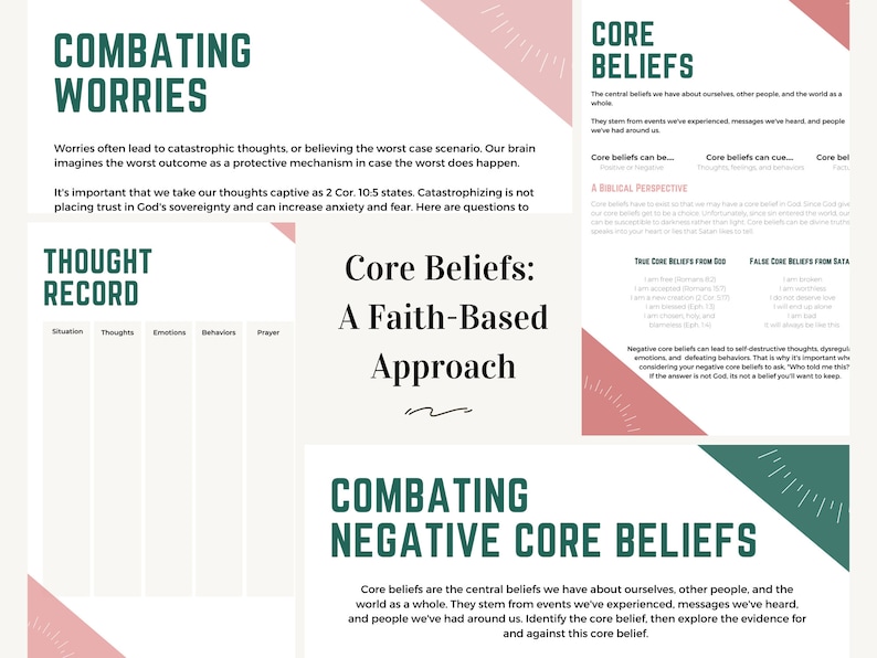 Christian Core Belief Worksheet: Self-esteem, Negativity, Anxiety ...