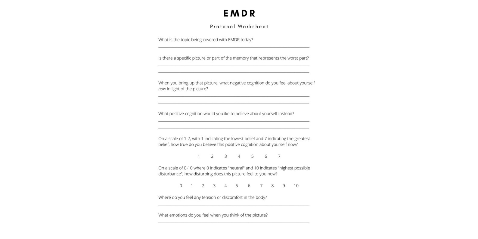 EMDR Therapy Note: EMDR Protocol, Trauma Worksheet, Therapy Worksheet ...