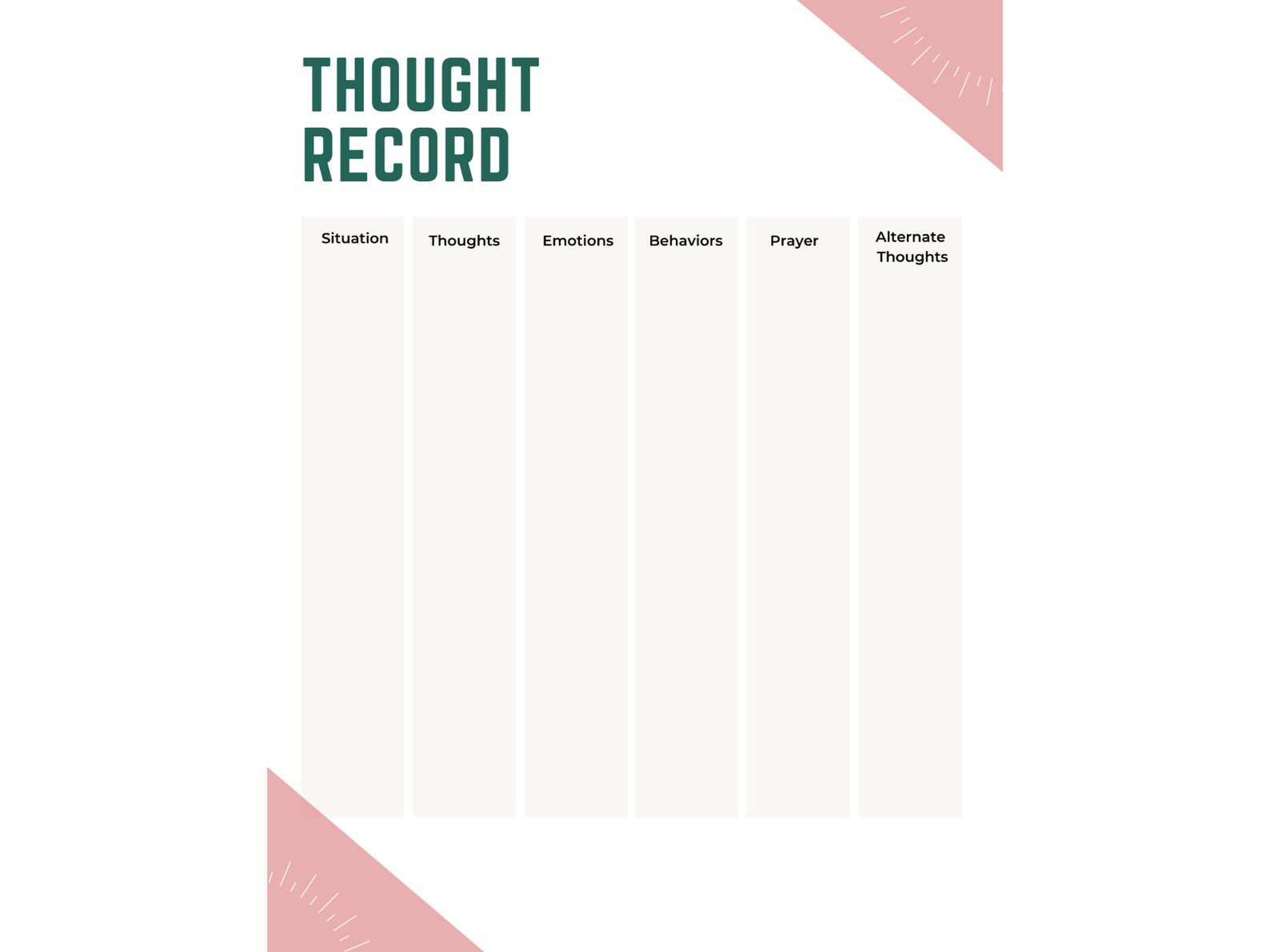 Christian Core Belief Worksheet: Self-esteem, Negativity, Anxiety ...