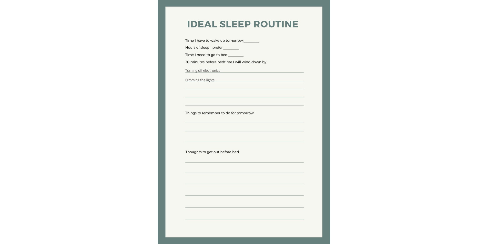 Insomnia Worksheets: Poor Sleep, Sleep Analysis, Sleep Checklist, Sleep ...