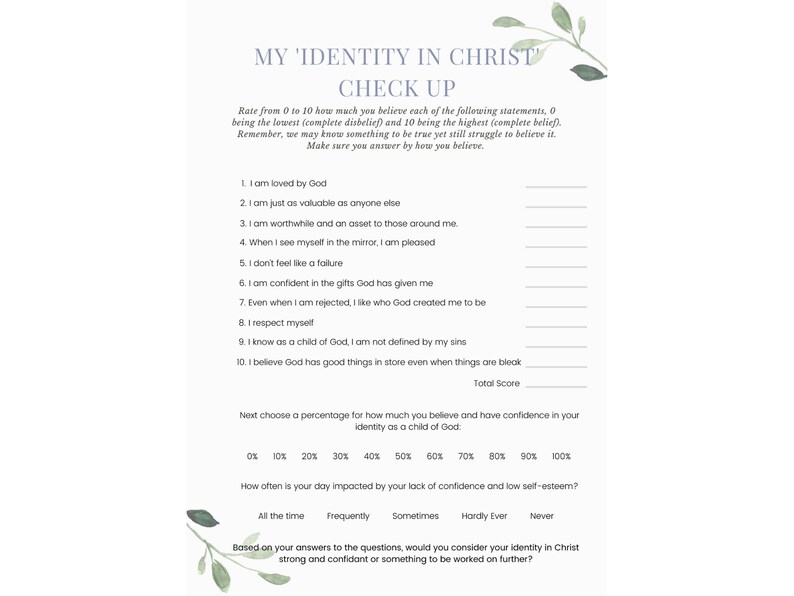 Faith and Therapy Worksheet Package: Christian, Mental Health, Wellness ...