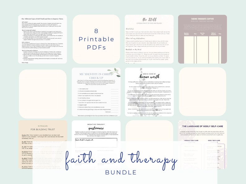 Faith and Therapy Worksheet Package: Christian, Mental Health, Wellness ...