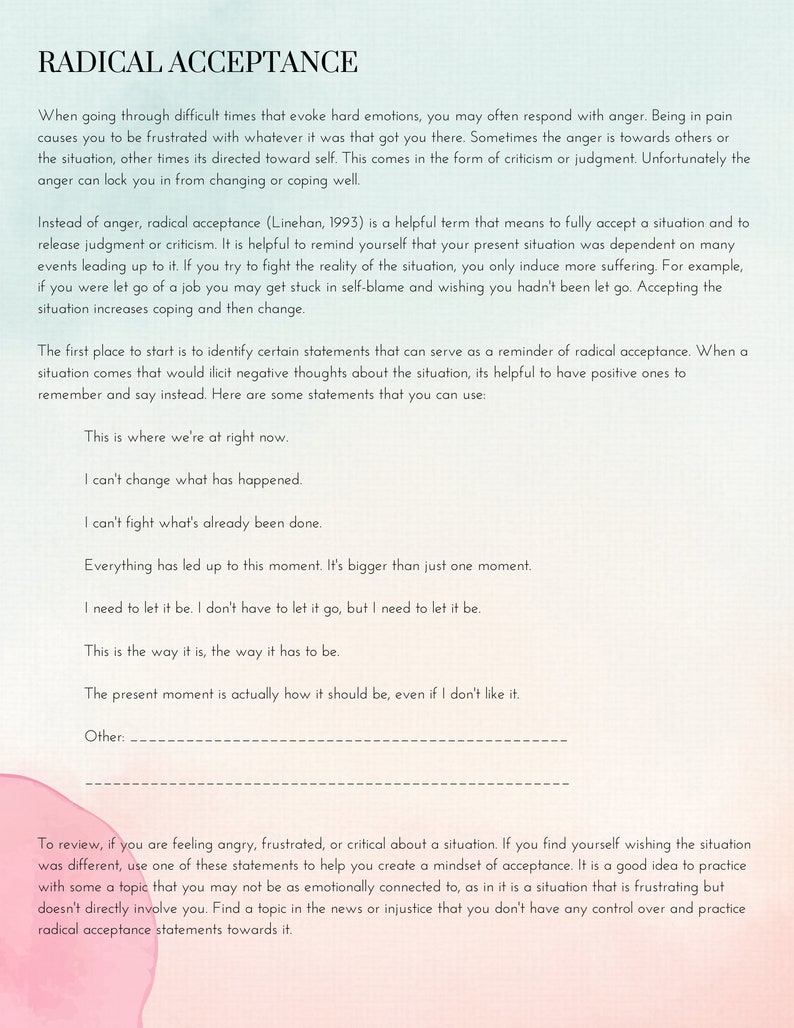 Distress Tolerance: Dialectical Behavioral Therapy, Radical Acceptance ...