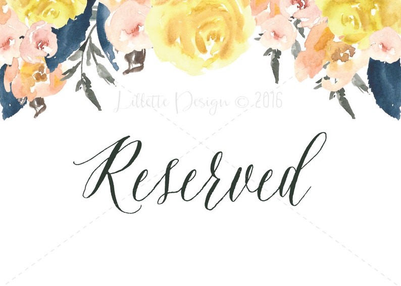 Printable Wedding Reserved Sign, "emma" Garden Rose Floral Motif, for ...