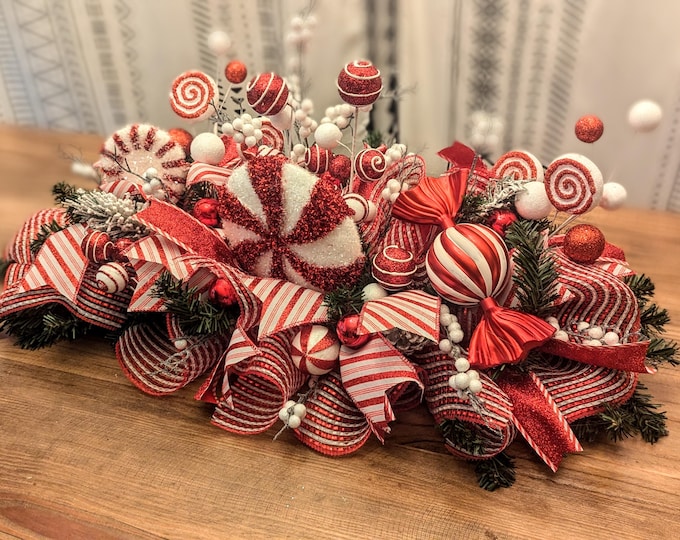 Christmas Centerpiece, Christmas Center Piece, Candy Cane Centerpiece ...