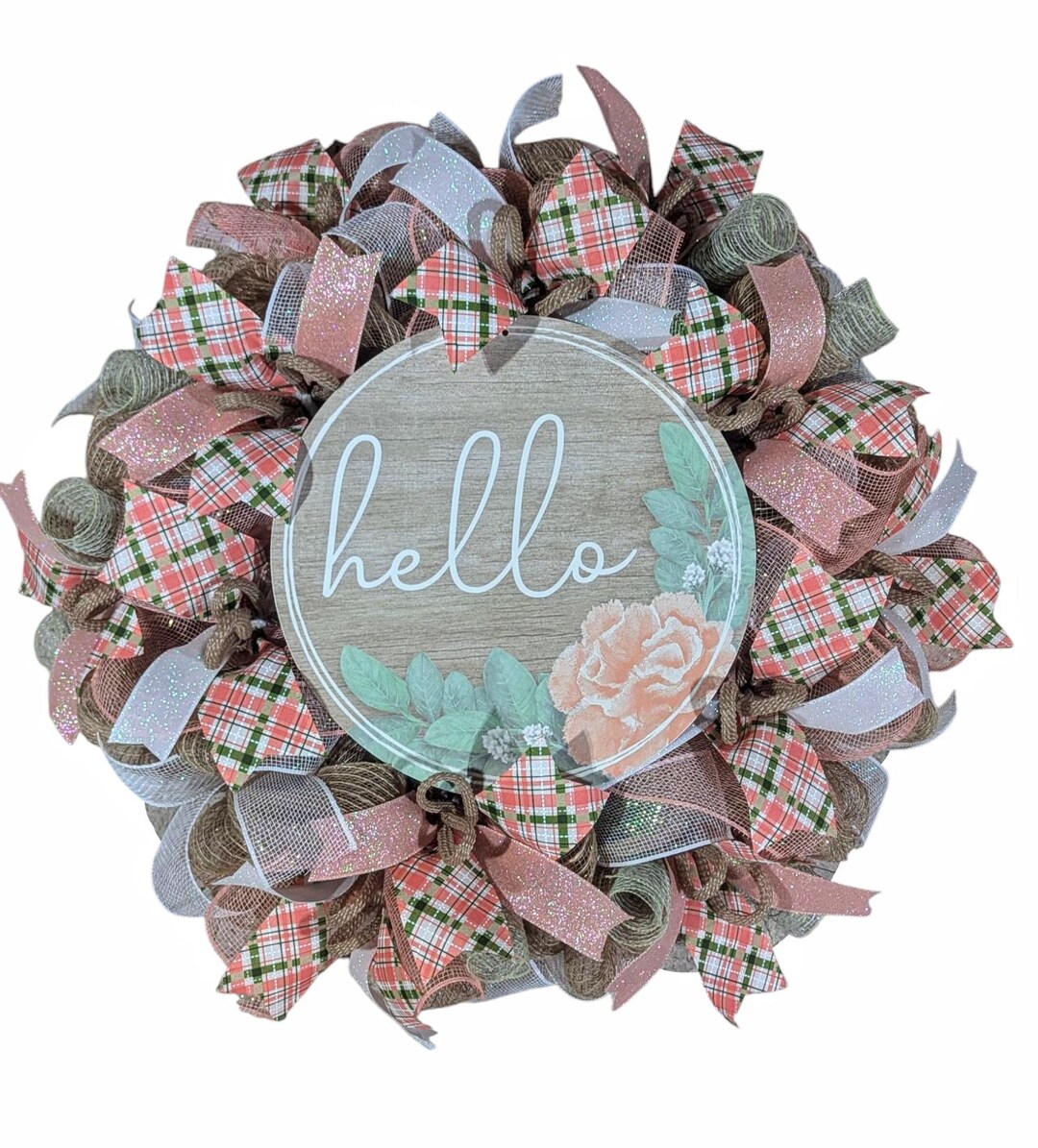Hello Wreath, Welcome Wreath, Spring Welcome Wreath ,mesh Spring Wreath ...