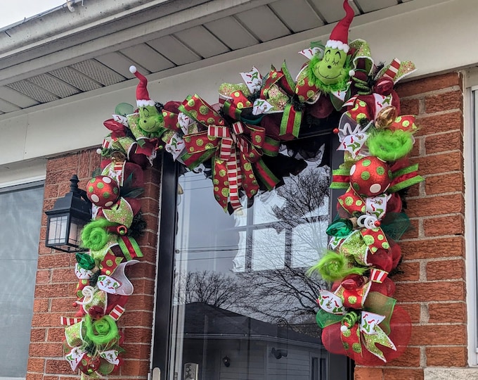 Grinch Inspired Garland for Mantel, Christmas Garland, Grinch Garland ...