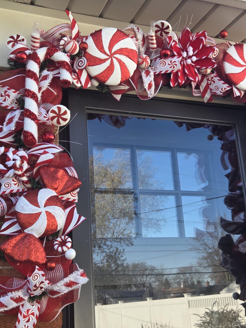 Candy Cane GARLAND, CHRISTMAS GARLAND, Door Garland, Mantle, Mesh ...