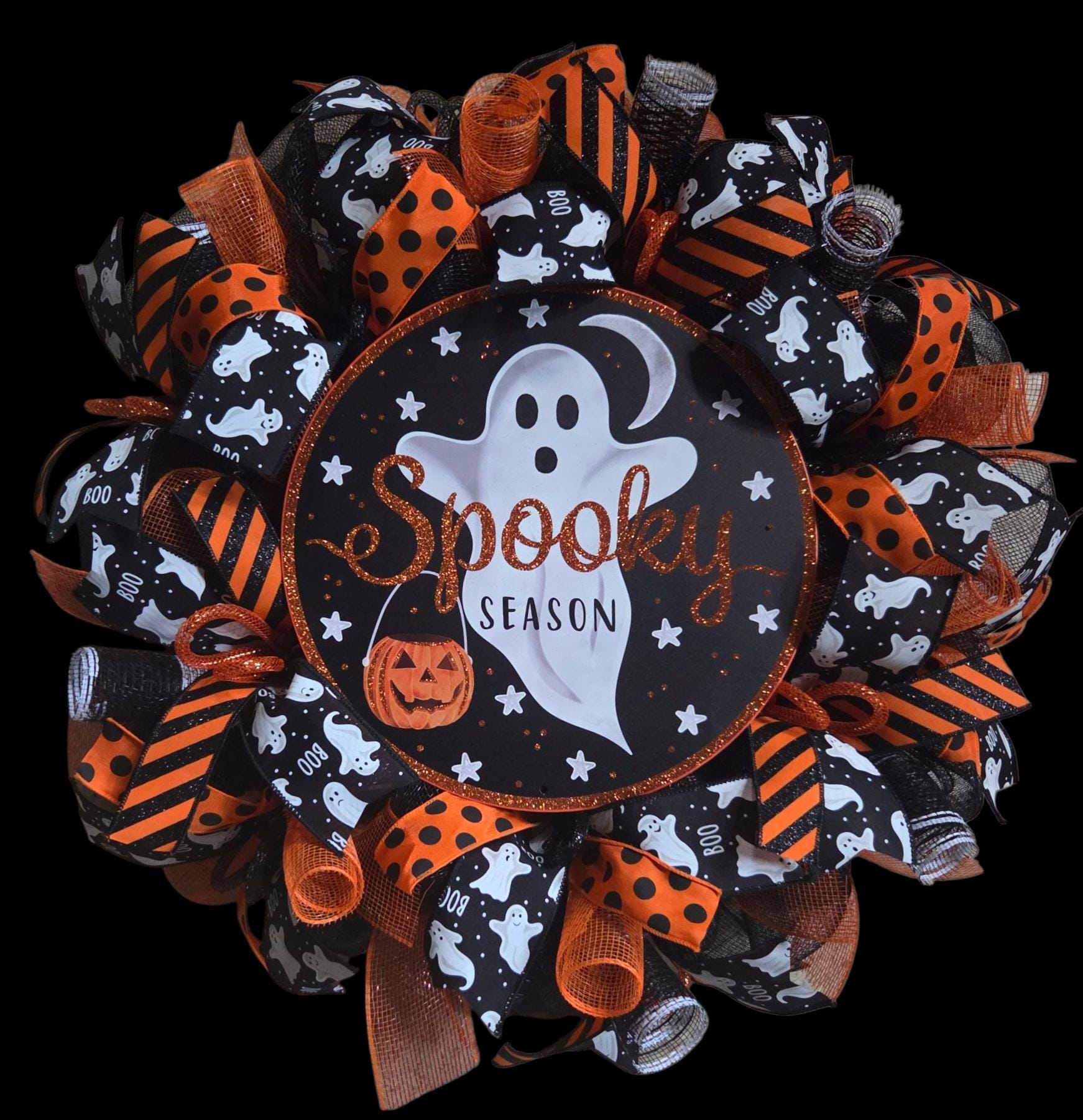 Halloween Wreath, Halloween Wreath, Boo Wreath, Ghost Wreath, Wreaths ...