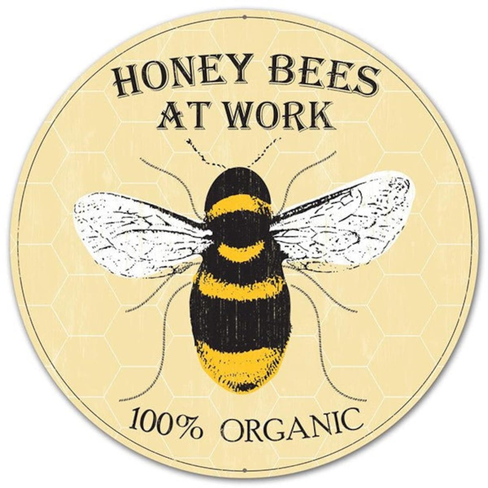 12 Round Tin honey Bees at Work Sign - Etsy