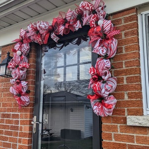 Candy Cane GARLAND, CHRISTMAS GARLAND, Door Garland, Mantle, Mesh ...